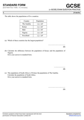 GCSE 9-1 Practice Questions (by Topic)