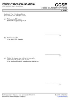 GCSE 9-1 Practice Questions (by Topic)
